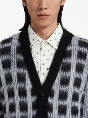 Marni Checked Mohair-blend Cardigan
