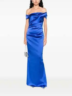 Talbot Runhof Off-shoulder Gathered Evening Gown