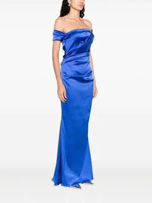 Talbot Runhof Off-shoulder Gathered Evening Gown