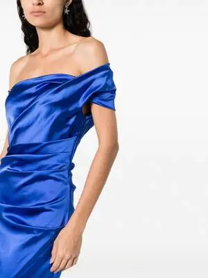Talbot Runhof Off-shoulder Gathered Evening Gown