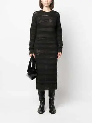 Acne Studios Striped Open-knit Midi Dress