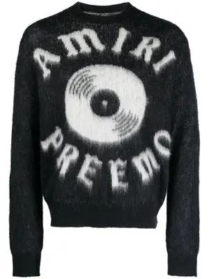 Amiri Brushed-effect Logo-print Jumper - Black