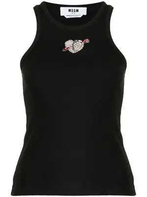 MSGM Ribbed Heart-embellished Top