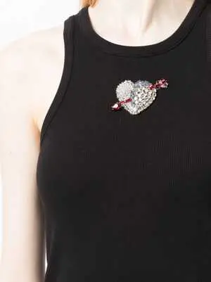 MSGM Ribbed Heart-embellished Top