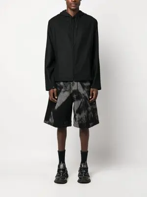 Y3 Logo-patch Flannel Hoodie