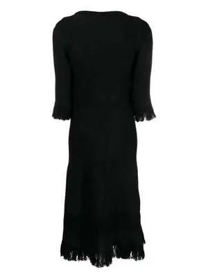 CHARLOTT Fringed-edge Knitted Wool Dress