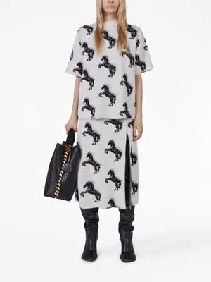 Stella McCartney Pixel Horse Jacquard Midi Skirt
