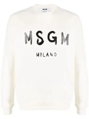 MSGM Logo-print Cotton Sweatshirt - White