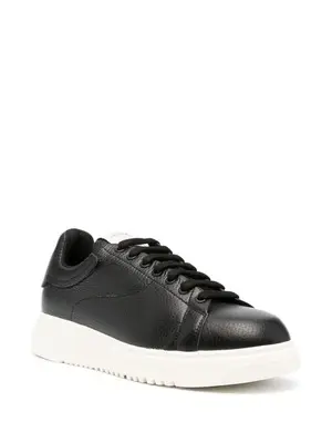 Emporio Armani Tumbled Leather Sneakers - Black