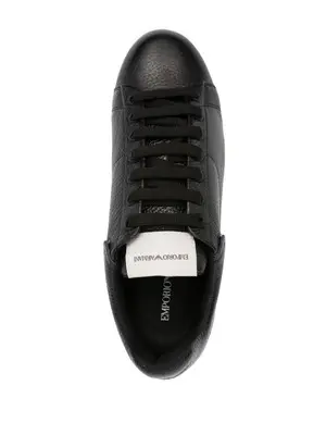Emporio Armani Tumbled Leather Sneakers - Black
