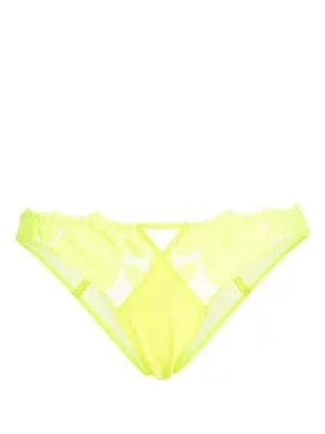 FLEUR DU MAL Rose Logo-embroidered Sheer Briefs - Green