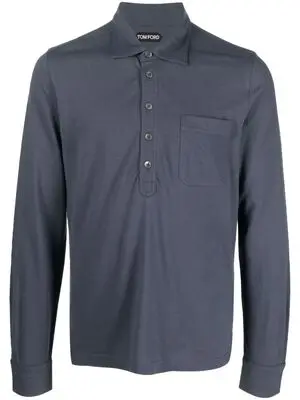 TOM FORD Button-placket Jersey Polo Shirt - Blue