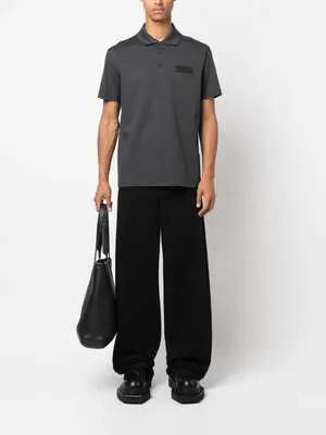 Versace Logo-patch Cotton Polo Shirt