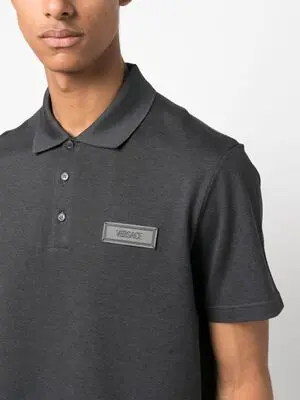 Versace Logo-patch Cotton Polo Shirt