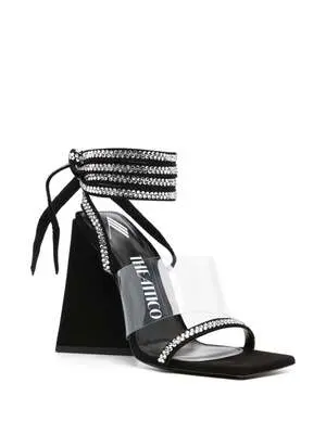 Attico Isa 115mm Embellished Leather Sandals - Black
