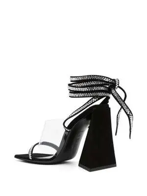 Attico Isa 115mm Embellished Leather Sandals - Black