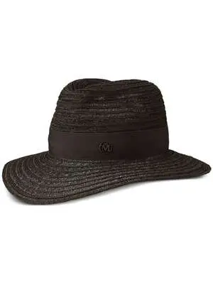 MAISON MICHEL Henrietta Straw Fedora - Brown