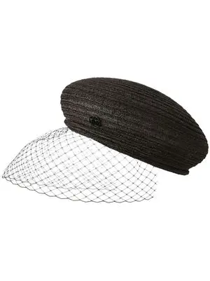 MAISON MICHEL Bonnie Veil Beret - Brown