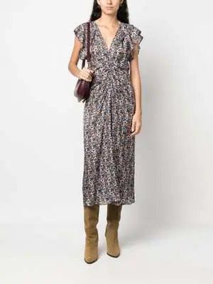 Isabel Marant Étoile Graphic Print V-neck Midi Dress - Black