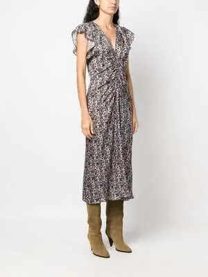 Isabel Marant Étoile Graphic Print V-neck Midi Dress - Black