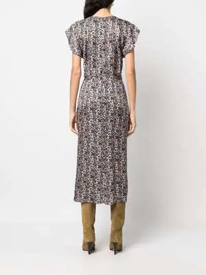 Isabel Marant Étoile Graphic Print V-neck Midi Dress - Black