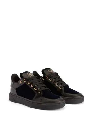 GIUSEPPE ZANOTTI Velvet Lace-up Low-top Sneakers - Black