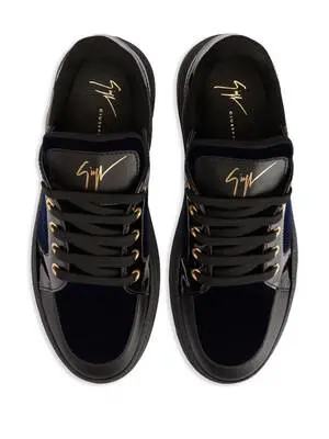 GIUSEPPE ZANOTTI Velvet Lace-up Low-top Sneakers - Black