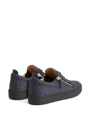 GIUSEPPE ZANOTTI Frankie Check-pattern Low-top Sneakers - Blue