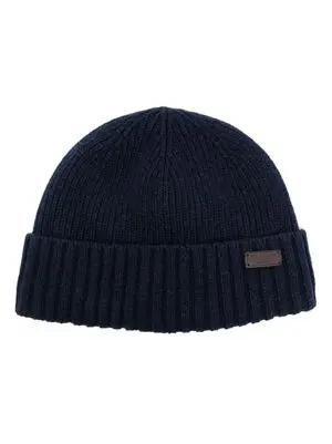 Barbour Logo-patch Ribbed-knit Beanie - Blue