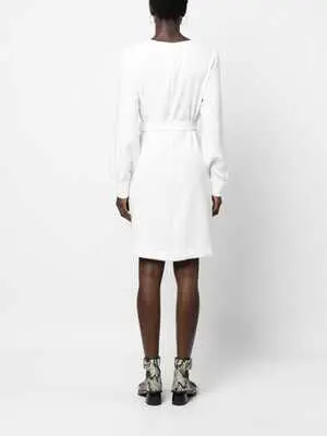 P.a.r.o.s.h Belted V-neck Mini Dress - White
