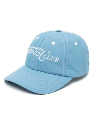 SPORTY & RICH Logo-embroidered Curved-peak Baseball Cap - Blue
