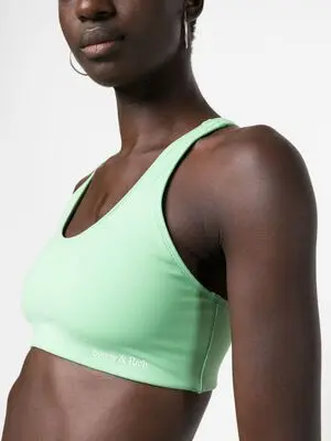 SPORTY & RICH Scoop-neck Sports Bra - Green