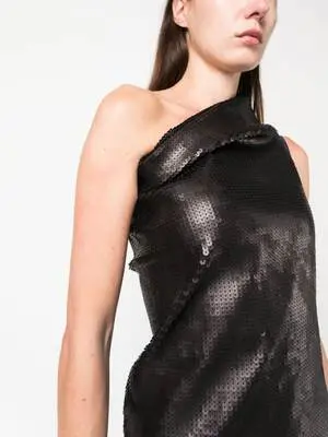 Rick Owens Asymmetric-neck Sequinned Maxi Dress