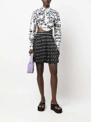 Versace Pleated Logo Miniskirt