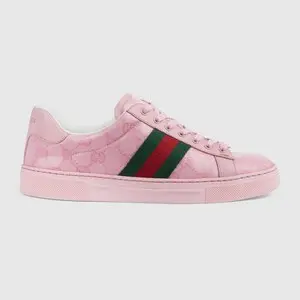 Gucci Ace Sneaker With Web, Pink, Gg Canvas Pink