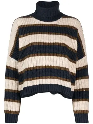 Brunello Cucinelli Striped Roll-neck Waffle-knit Jumper