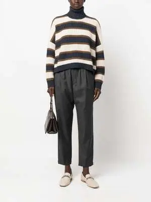 Brunello Cucinelli Striped Roll-neck Waffle-knit Jumper