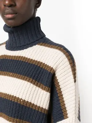 Brunello Cucinelli Striped Roll-neck Waffle-knit Jumper