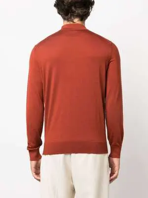 Zegna Long-sleeved Knit Polo Shirt - Orange