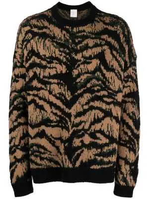 Roberto Cavalli Tiger-print Virgin Wool Sweatshirt