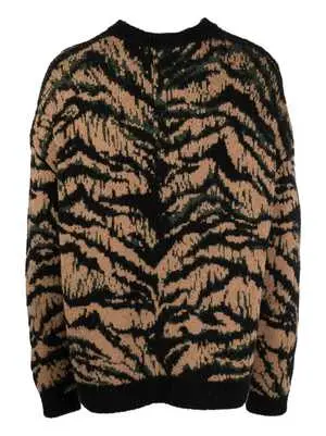 Roberto Cavalli Tiger-print Virgin Wool Sweatshirt