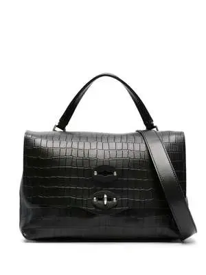 ZANELLATO Postina Crocodile-embossed Leather Bag