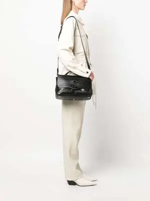 ZANELLATO Postina Crocodile-embossed Leather Bag