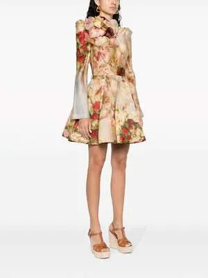 Zimmermann Floral-appliqué Silk Mini Dress