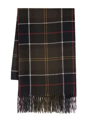 Barbour Check-pattern Fringed Scarf - Green