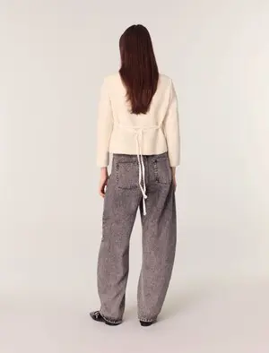Maje Cotton Tweed-effect Jacket With Belt