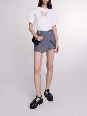 Maje Short Wraparound Skirt - Grey
