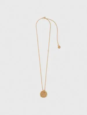 Maje Zodiac Medal Necklace With Rhinestones - Taurus