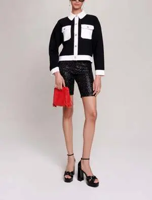 Maje Glittery Cycling Shorts - Black