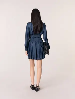 Maje Ruched Satin Mini Dress